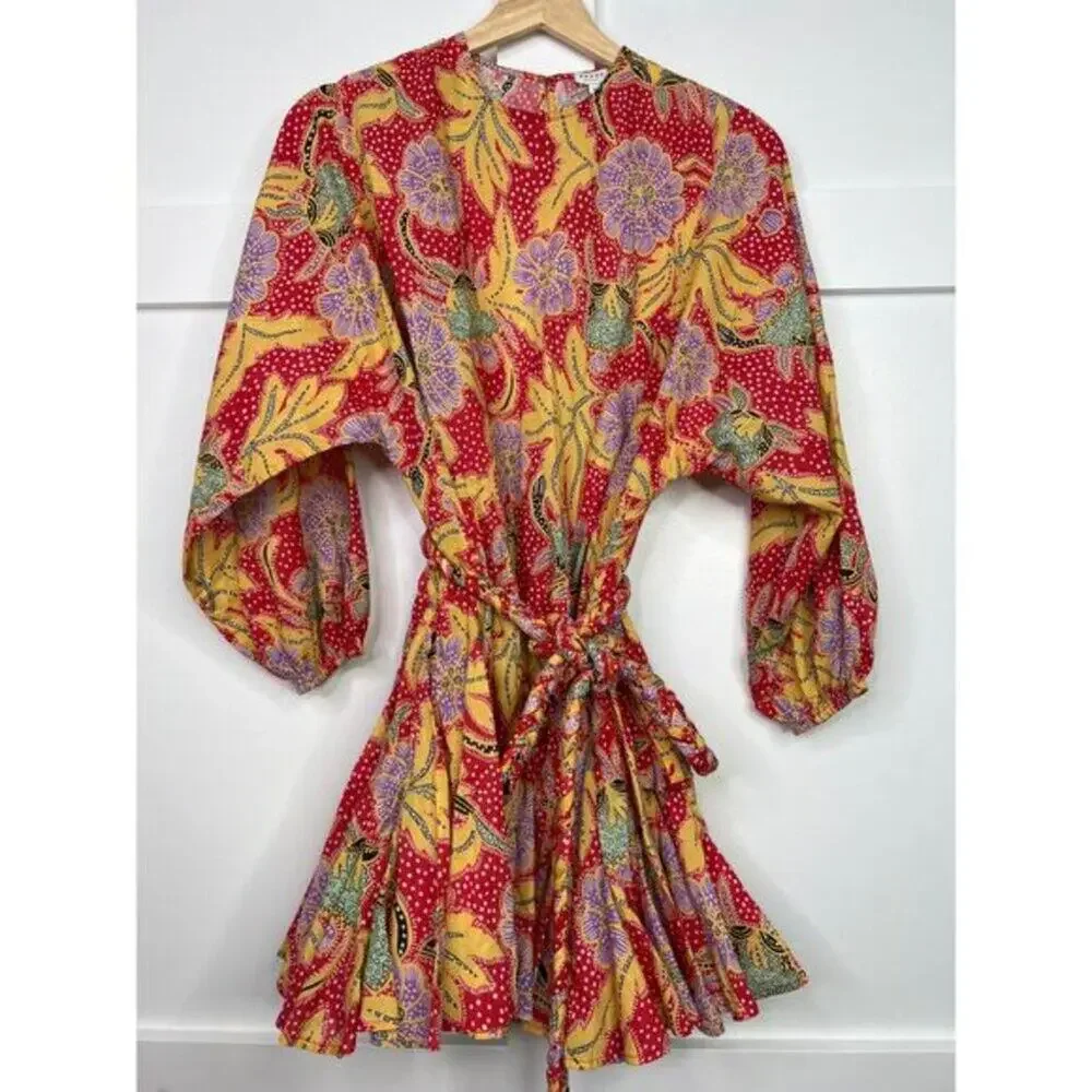 RHODE | Dresses | New Rhode Resort Long Sleeve Tie Waist Ella Floral ...